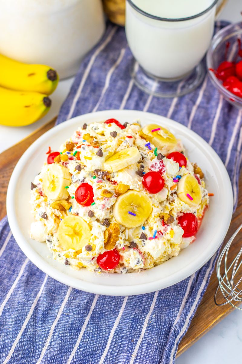 Easy Banana Split Fluff Salad Recipe - Real Life of Lulu