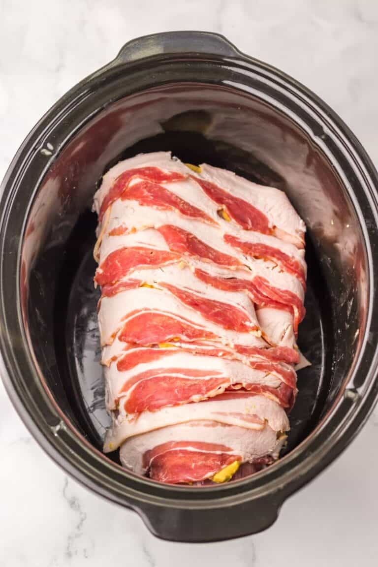 Slow Cooker Bacon Wrapped Pork Loin Recipe - Real Life of Lulu